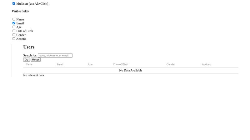 vue-table 2 requirejs example customized