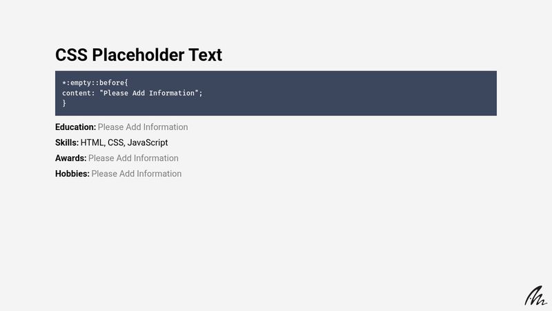 CSS Placeholder Text