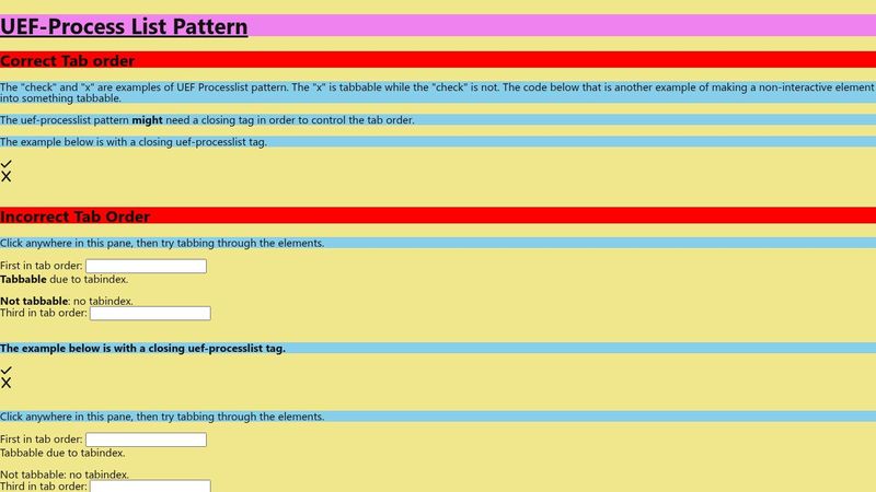 UEF Process List Pattern