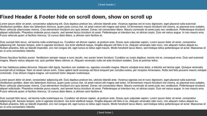 Fixed Header/Footer hide on scroll down, show on scroll up