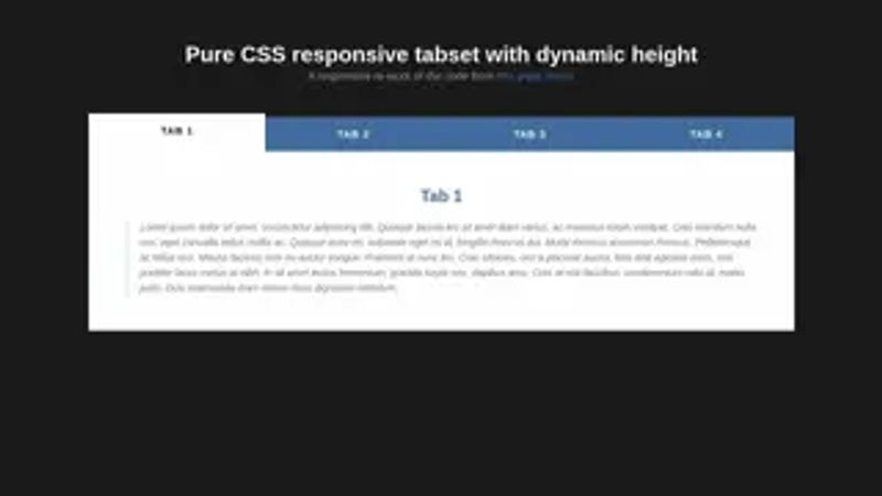 Pure CSS responsive tabset with dynamic height