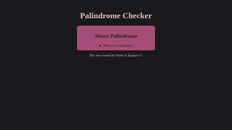 Palindrome Checker