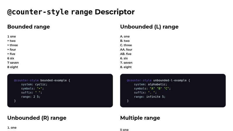 Almanac - @counter-style - range descriptor