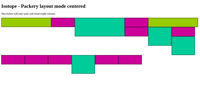 Isotope - Packery layout mode centered