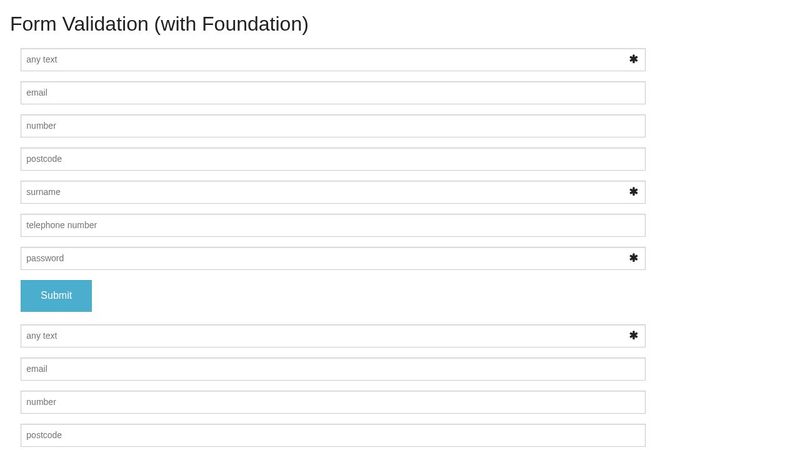 Validate Me (form validation with Foundation)