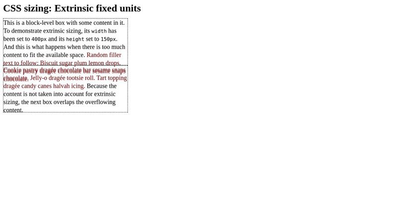 CSS sizing: Extrinsic fixed units