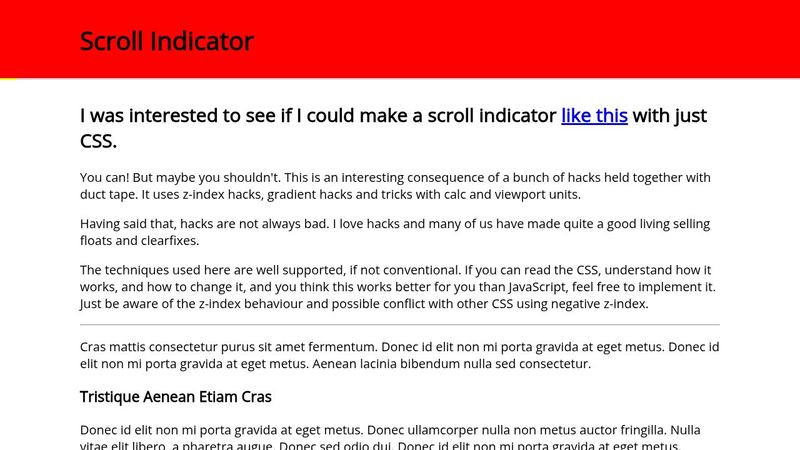 CSS only scroll indicator