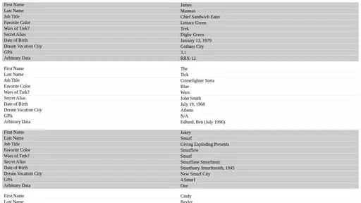 Responsive Table Demo