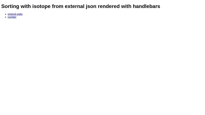 Sorting with isotope from external json rendered with handlebars