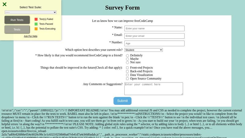 FCC: Survey Form - Pure CSS