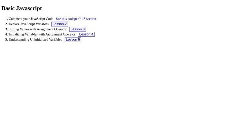 Basic Javascript Lessons 1 - 5