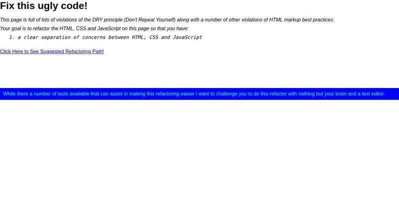 Refactoring HTML, CSS and JavaScript