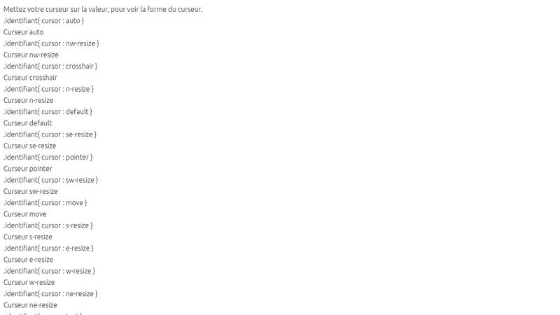 cursor CSS exemple de code | ZONE CSS