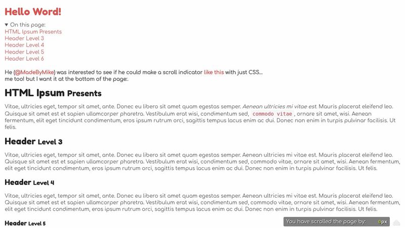 CSS only scroll indicator Demo