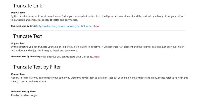 Truncate text or link by angularjs directive