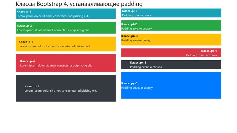 Bootstrap 4 Padding Classes