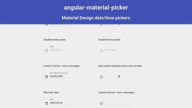 angular-material-picker - date/time pickers for Angular Material