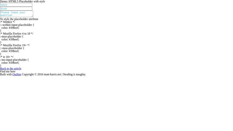 Demo: HTML5 Placeholder with style