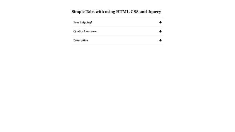 Simple Accordions using HTML CSS and Jquery