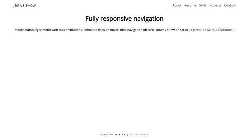 Fully responsive navigation with CSS3 animations and jQuery