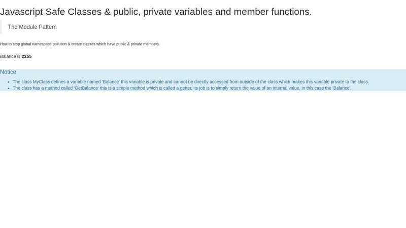 Javascript classes supporting public & private members