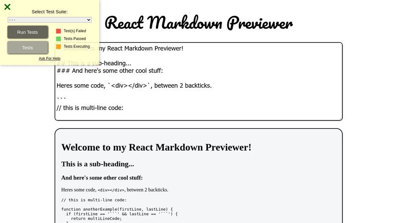 FCC: React Markdown Previewer