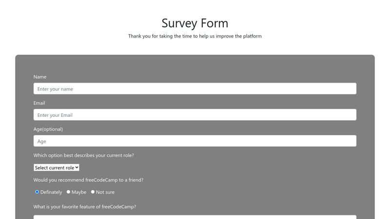 2. Build a Survey Form