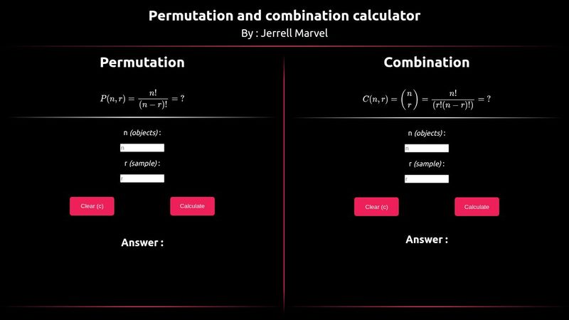 Permutation and combination calculator