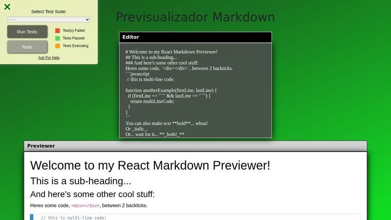 Simple React Markdown Previewer