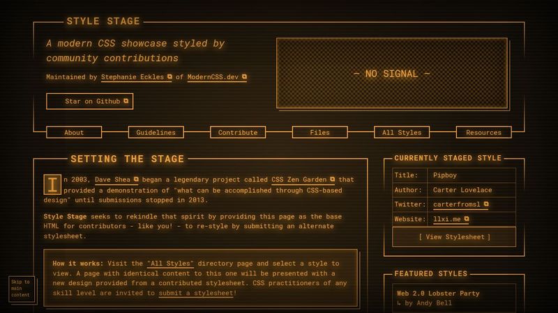Style Stage - Pipboy - Pure CSS Retro Terminal