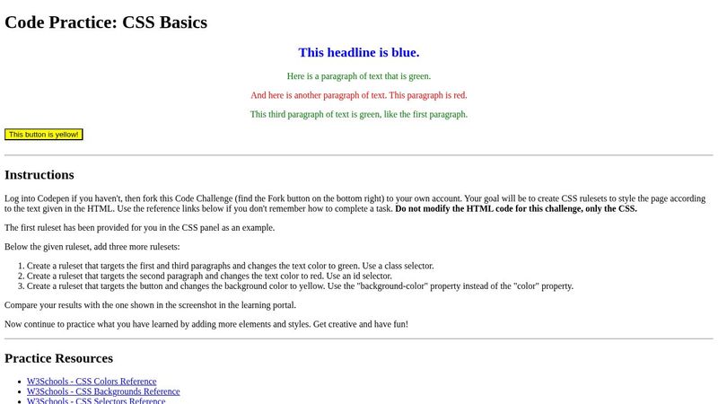 Code Practice: CSS Basics