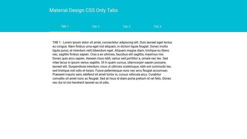 Material Design CSS Only Tabs