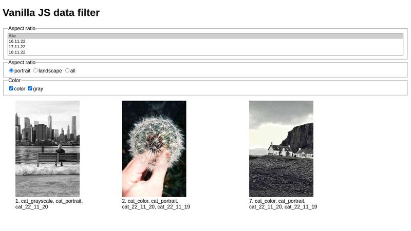 JS multiple data-category filter
