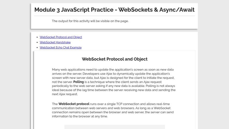 Module 3 Coding Activity - WebSockets & Async/Await - Seth Choate