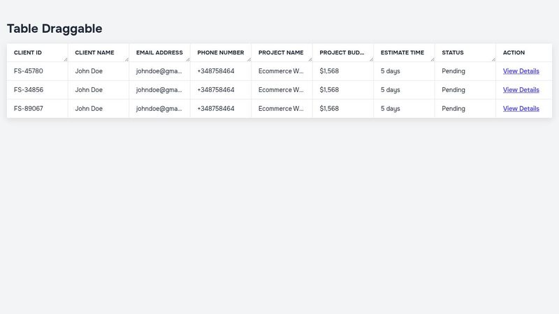 Table Resizable Columns (draggable) v1