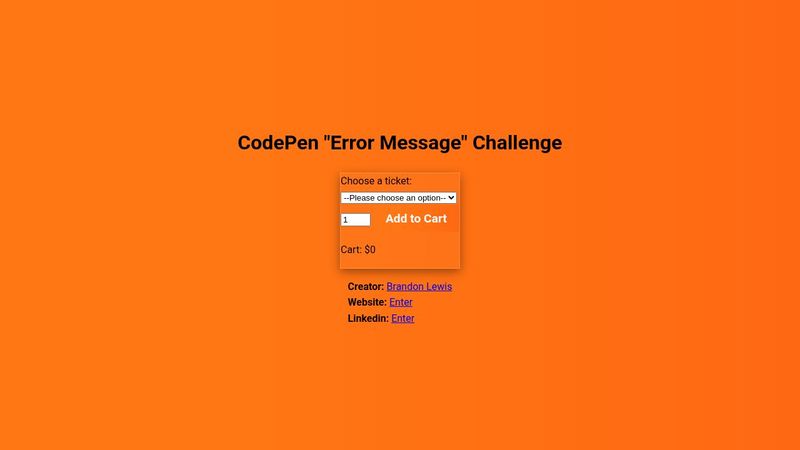 CodePen "Error Message" Challenge
