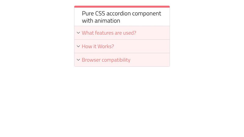 Pure CSS accordion component with animation