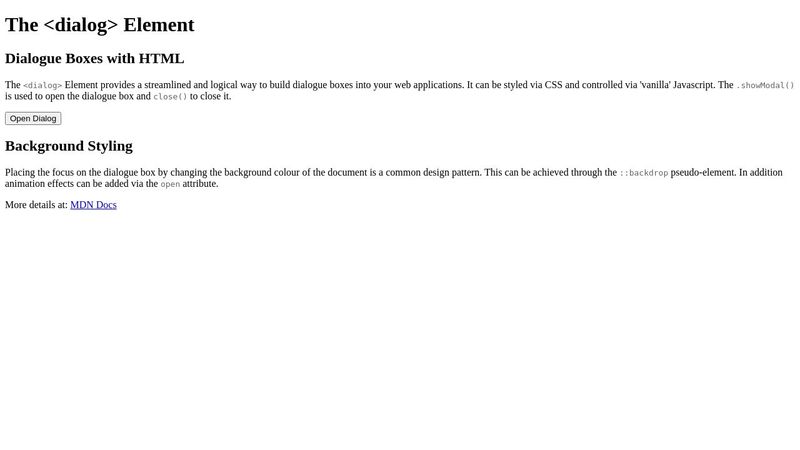 HTML Dialog Element