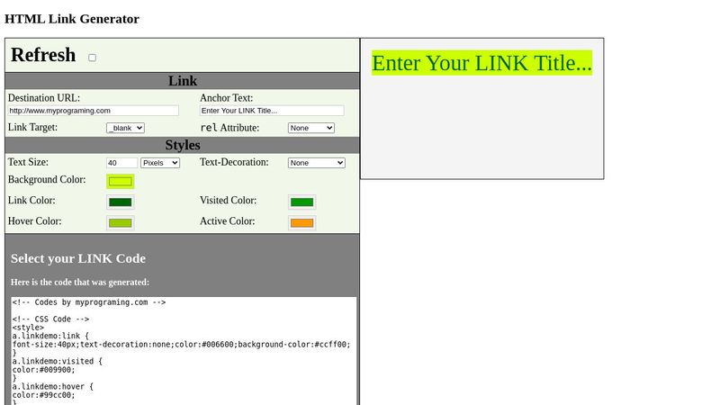HTML Link Generator Live Tool