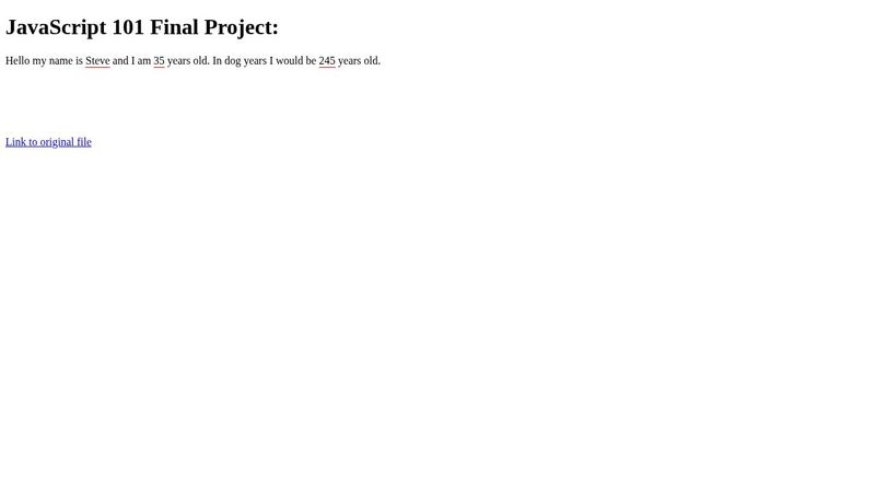 Javascript 101 Project