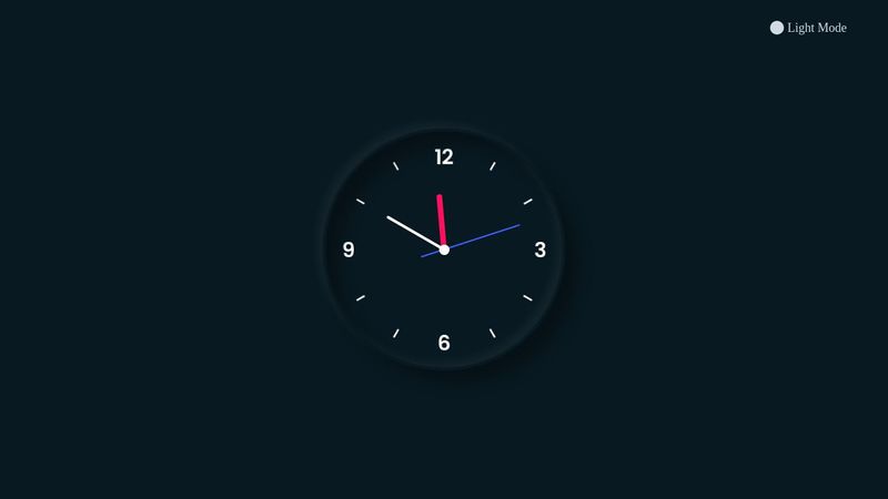 Toggle Dark and Light Mode Neumorphism Analog Clock UI Design