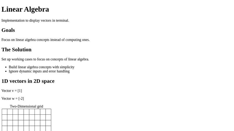 Linear Algebra - 1D, 2D and 3D vectors