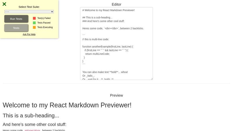 React Markdown Previewer