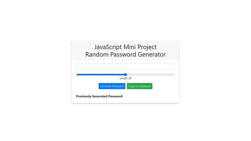 Javascript Mini Project - Random Password Generator