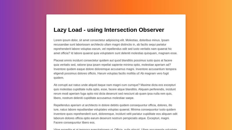 Lazy Load - Intersection Observer