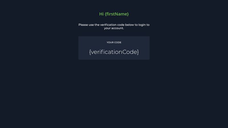 Verification code email template