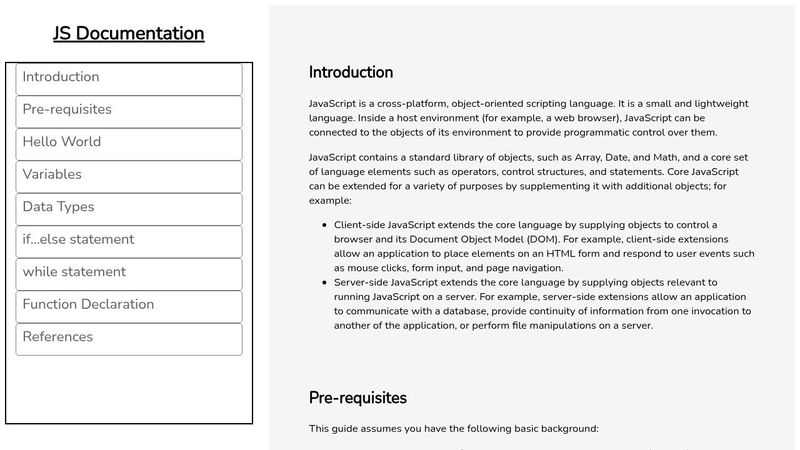 Technical documentation JS