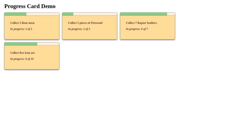 CSS Progress indicator cards using background property