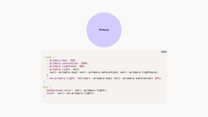Primary Brand with CSS Custom Property and hsl() function