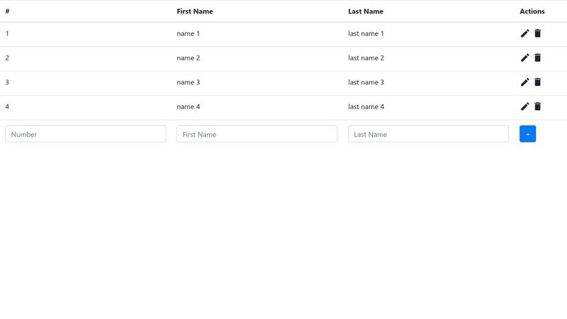 javascript table row edit remove